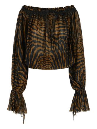 Blumarine blouse &agrave; motif z&eacute;br&eacute; - Marron