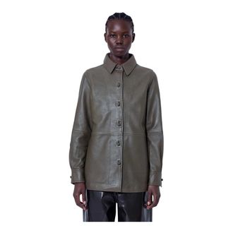 R&oacute;he Surchemise en cuir &agrave; fermeture pankou - Femme - Vestes - Vert - Taille: 38 FR