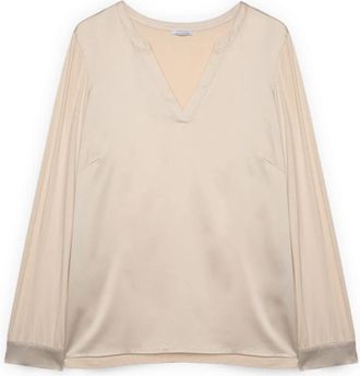 Fiorella Rubino T-Shirt aus Satin und Jersey - - Blouses & Shirts - Damen - Beige - XL