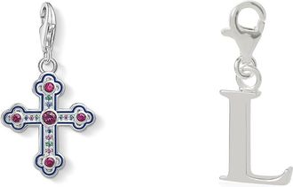 Thomas Sabo Damen Viktorianisches Kreuz & L Buchstabe Charm-Anhänger - 925 Sterling Silber - Charm Club 1496-391-7 & 0186-001-12