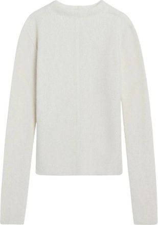 Rick Owens Homme, Pulls, Blanc, Taille: S Pull en maille c&ocirc;tel&eacute;e &agrave; col montant