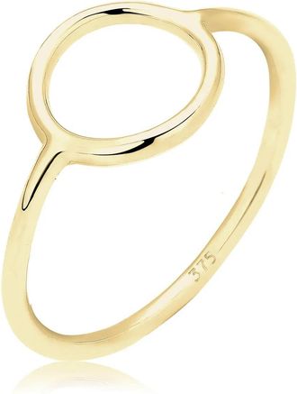 Elli Ringe - Ring Geo Trend Look Kreis Statement 375 Gelbgold - Gr. 52 MM - in Gold - für Damen