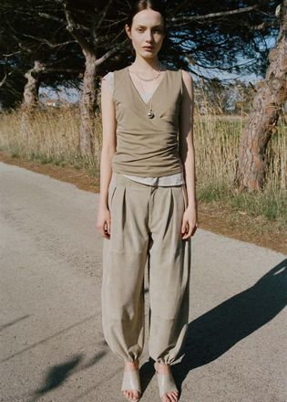 Mango Wickel-Top mit gerafften Details mittelbraun - Damen - XXS - MANGO