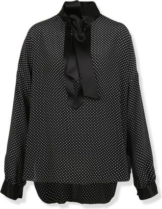 Tom Ford Femme, Blouses et Chemises, Noir, Taille: 34 FR Tunique lavalli&egrave;re en cr&ecirc;pe de Chine de soie &agrave; pois