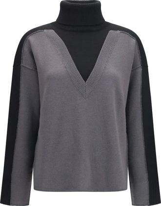 Maison Margiela Pull &agrave; col roul&eacute; bicolore - Femme - Pulls - Gris - Taille: 38 FR