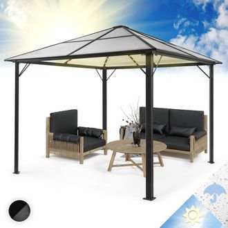 Blumfeldt Blumfeldt Pantheon Solid Sky Ambient Tonnelle de Jardin Waterproof en Aluminium 3x4m avec Toit Rigide en Polycarbonate Translucide, Barnum R&eacute;sistant
