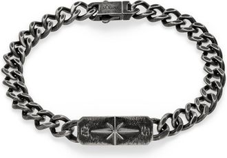 s.Oliver Herren Bracelet - Armband aus mattiertem Edelstahl - IP Gun - Gliederkette 22 cm - wasserfest & hautfreundlich