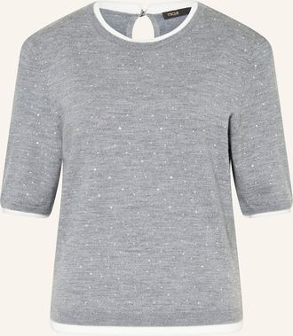 Maje Strickshirt Mit Schmucksteinen grau