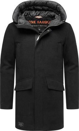 Stone Harbor Herren Wintermantel Fenroos in Wolloptik mit abnehmbarer Kapuze