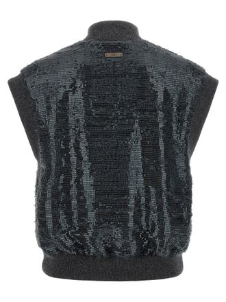PESERICO Sequin-Embroidered Vest - Grey
