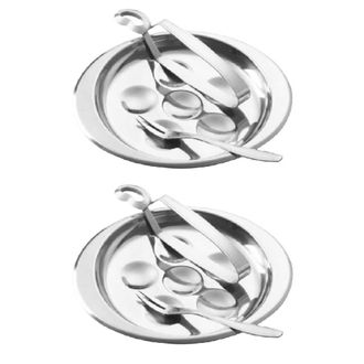 Yarnow 2 Satz Schneckenteller aus Edelstahl Schneckenplatte 6-Loch-Schneckenteller mit Zangengabeln Pilzplatte Backen Schneckenschalen für Das Heimrestaurant
