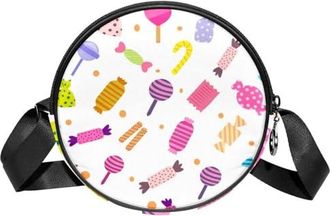 Generic Sac &agrave; bandouli&egrave;re rond pour femme, petit sac &agrave; bandouli&egrave;re Candy avec fermeture &eacute;clair, bretelles r&eacute;glables, sac &agrave; main rond d&eacute;contract&eacute; pour femmes e
