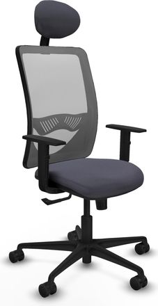 Piqueras y Crespo Schreibtischstuhl Zulema mit 1D-Armen, h&ouml;henverstellbarer Lendenwirbelst&uuml;tze und festem Kopfteil, ausgestattet mit 3 Positionen und Schneidschaum, Gra