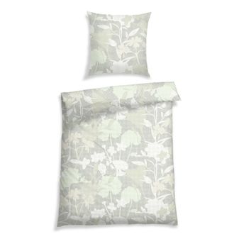 Schiesser Bettw&auml;scheset Elise | 2-teilig | Floral | Baumwollsatin | 100% Baumwolle | Oeko-Tex Zertifiziert | Rei&szlig;verschluss | 155x220cm + 80x80cm | Gr&uuml;n