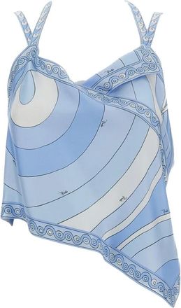 Pucci Femme, Tops, Bleu, Taille: 40 FR Asymmetric Silk Top