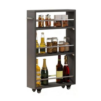 Generic Schmaler Aufbewahrungswagen, 4-stufiger Organizer-Wagen Mit Griff, L&uuml;cken-Aufbewahrungsregal Mit Leisen R&auml;dern, for Schmale Orte Im Badezimmer, W&auml;sche