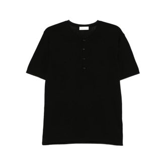Roberto Collina T-Shirt mit Knopfleiste und Rundhalsausschnitt - - Tops - Herren - Schwarzk - XL