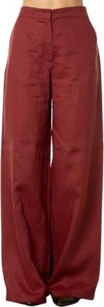 Max Mara Femme, Pantalons, Rouge, Taille: 40 FR Pantalon en lin
