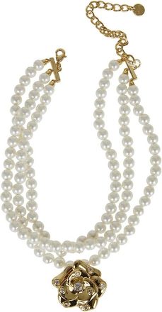 Self Portrait Femme, Accessoires, Gris, Taille: ONE Size Flower Pearl Choker