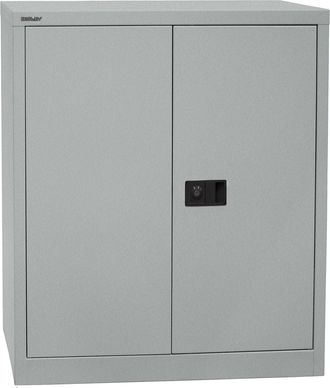 Bisley Original Flügeltürenschrank Universal,1 Fachboden, 2 OH, Metall,355 Silber, 40 x 91.4 x 100 cm,Professionell Lackierung,Montiert,Mehrzweckschrank,Gara