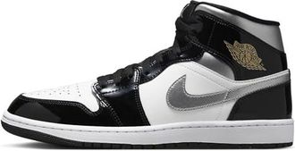 Nike Jordan Air Jordan 1 Mid SE Chaussures pour Homme (HV0789-010, Noir/Blanc/doré métallique/Argent métallique), Noir/Blanc/doré métallique/Argent métallique, 47