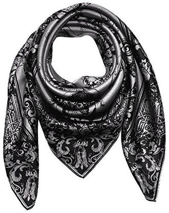 Lorenzo Cana Foulard pour la femme - écharpe de 100% soie pour le printemps et l´été, carré avec les mesures de 90 x 90 cm - une sensation de luxe en gris noir
