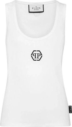 Philipp Plein D&eacute;bardeur blanc c&ocirc;tel&eacute; &agrave; motif hexagonal PP - Femme - Tops - Blanc - Taille: 42 FR