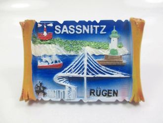 Generic Sassnitz R&uuml;gen Magnet Poly Germany Souvenir Nordsee Wappen Leuchtturm