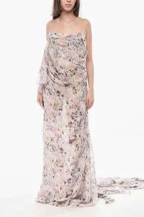 Celine Slip Dress FOULARD Silk Chiffon Floral Print Celine