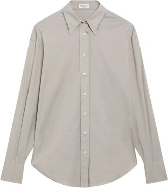 Brunello Cucinelli Chemise &agrave; finitions Monili - Femme - Blouses et Chemises - Beige - Taille: 42 FR