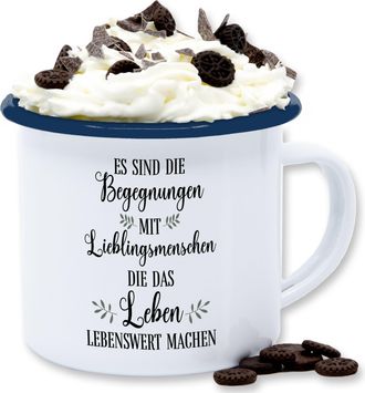 Shirtracer Emaille Tasse Blechtasse - Freund Tassen - Lieblingsmensch Geschenk - Lieblingsmenschen Geschenke - Seelenverwandt - 300 ml - Wei&szlig; Blau - freundschaft