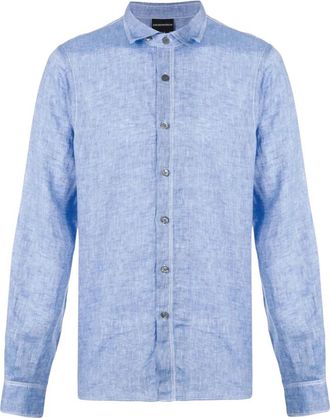 Emporio Armani Chemise &agrave; double col - Homme - Chemises - Bleu - Taille: XL