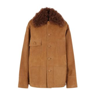 Plan C Plan C, Femme, Vestes, Brun, Taille: 44 FR Faux Fur Shearling Jacket