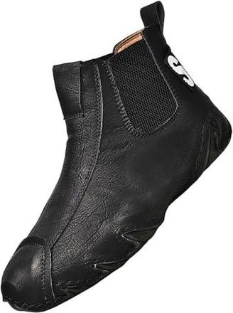 Generic Bottines Chelsea en cuir pour homme - Bottines de marche &agrave; enfiler - Bottes de neige &eacute;paisses - Chaussures plates - L&eacute;g&egrave;res - Antid&eacute;rapantes - Chaussu