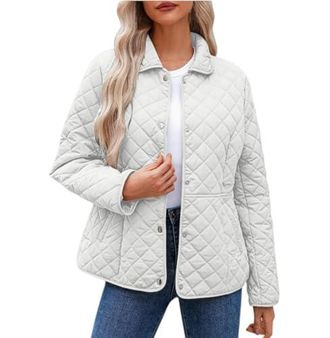 Generic Vestes dhiver matelass&eacute;es pour femmes, cardigan manteau dext&eacute;rieur d&eacute;contract&eacute; &agrave; capuche matelass&eacute;, vestes l&eacute;g&egrave;res, blanc, XXL