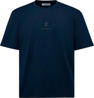 Premiata Homme, Tops, Bleu, Taille: XL T-shirt en coton avec d&eacute;tails thermocoll&eacute;s et finition &agrave; chaud