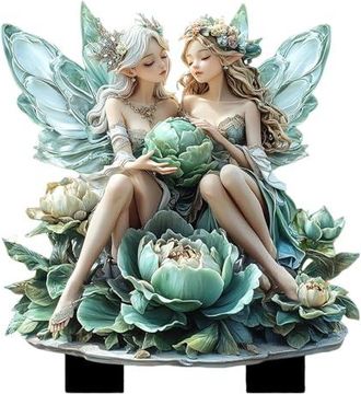 Generic Figurines de f&eacute;e | Pot de fleurs en acrylique vert | D&eacute;coration de cl&ocirc;ture, petites figurines de nain de jardin, d&eacute;corations de pots de fleurs pour ja