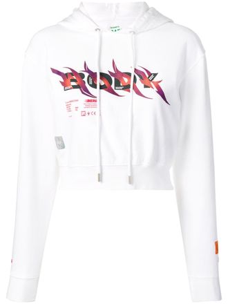 Heron Preston sweat crop Body &agrave; capuche - Blanc