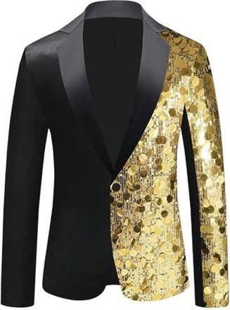 Generic Hommes Paillettes Blazer Veste de Bal Paillettes Brillantes Veste de Costume d&eacute;contract&eacute; Veste Costume Mariage Slim fit