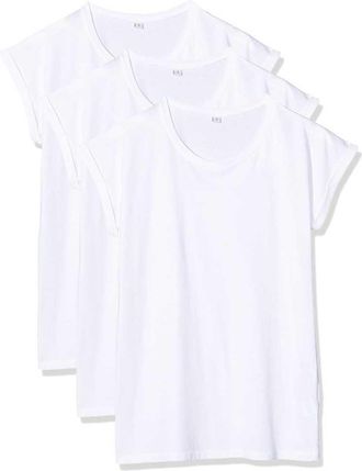 Build Your Brand Damen Ladies Extended Shoulder Tee 3-Pack T-Shirt,, per pack Weiß (Wht/Wht/Wht 01205), XXXXX-Large (Herstellergröße: XXXXX-Large)