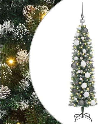 vidaXL K&uuml;nstlicher schlanker Weihnachtsbaum mit 150 LEDs Gr&uuml;n 120 cm vidaXL