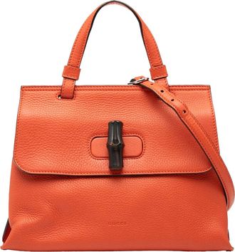 Gucci Hobo Bags - Small Leather Bamboo Daily Satchel - Gr. unisize - in Orange - f&uuml;r Damen