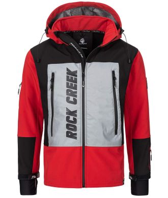 Rock Creek Herren Softshell Jacke Outdoor Jacke Windbreaker &Uuml;bergangsjacke Anorak Kapuze Regenjacke Winterjacke Herrenjacke Jacket H-238 Rot 4XL