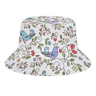 Generic Fleurs Oiseaux (1) Chapeaux De Visière Respirant Chapeaux De Seau Léger Bucket Hat pour Excursions Camping Hommes