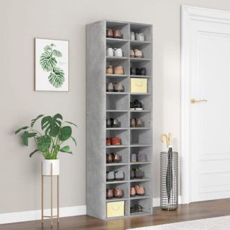 vidaXL Vidaxl - Armoire &agrave; chaussures gris b&eacute;ton 54x34x183 cm bois ding&eacute;nierie