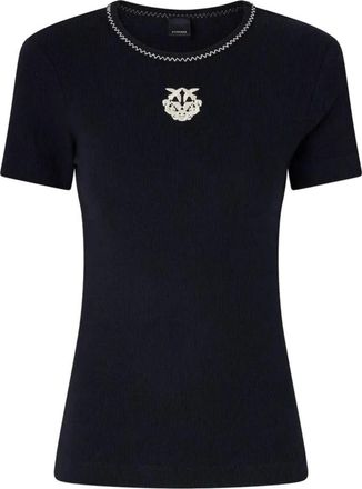 Pinko Pinko, Femme, Tops, Noir, Taille: 40 FR Brugherio T-Shirt Costina Logo