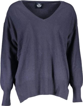 North Sails Femme, Pulls, Bleu, Taille: 38 FR Pull en laine col en V