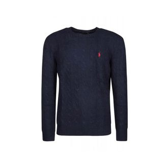 Ralph Lauren Pullover mit Zopfmuster und Rundhalsausschnitt - - Knitwear - Herren - Blau - L