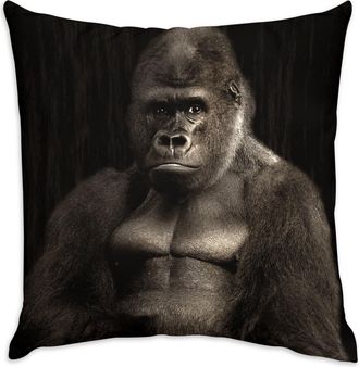 Fabulous Kissen aus Samt, wei&szlig;, Gorilla-Portr&auml;t, Fotoklasse, Tiere, Affe, 40 x 40 cm, samtige Haptik, Bezug und Kissen enthalten