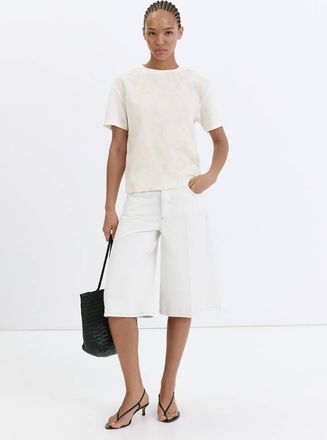 Mango T-shirt coton broderie &agrave; fleurs &eacute;cru - Femme - XS - MANGO